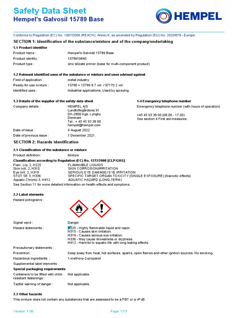 Hempel's Galvosil 15789 Base en-US | PDF | Personal Protective ...