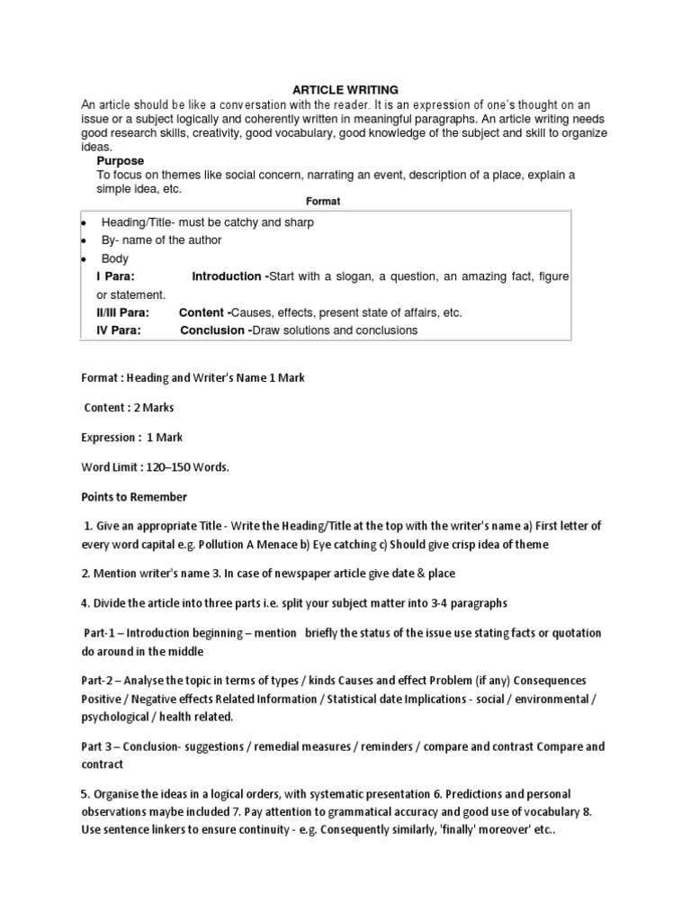 Article Writing | PDF | Idea | Internet