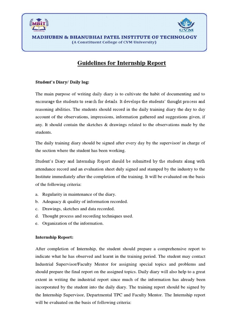 MBIT Guidelines For Internship Report | Download Free PDF | Internship | Job Hunting