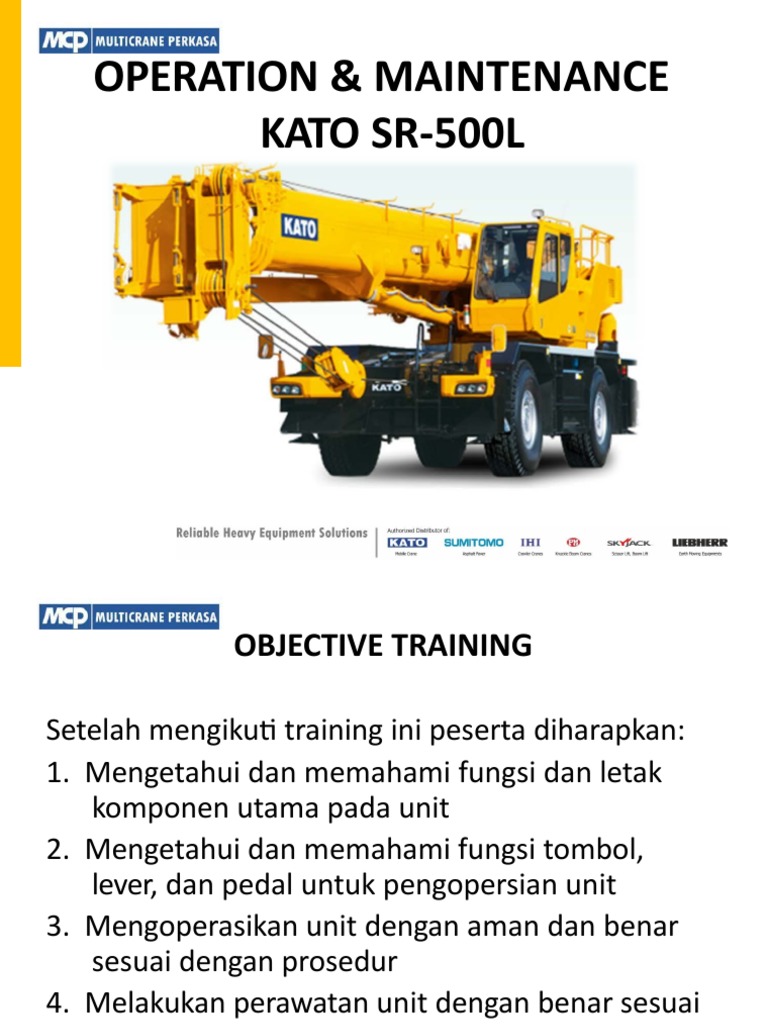 Modul Training Kato SR 500l - PPT | PDF | Crane (Machine) | Manual Transmission