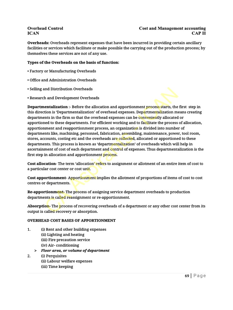 Overhead Control | PDF | Cost Of Goods Sold | Cost