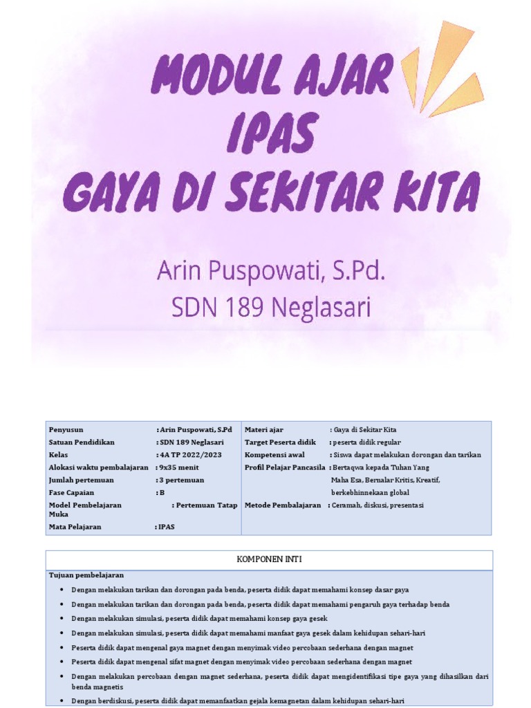 Modul Ajar IPAS Gaya | PDF