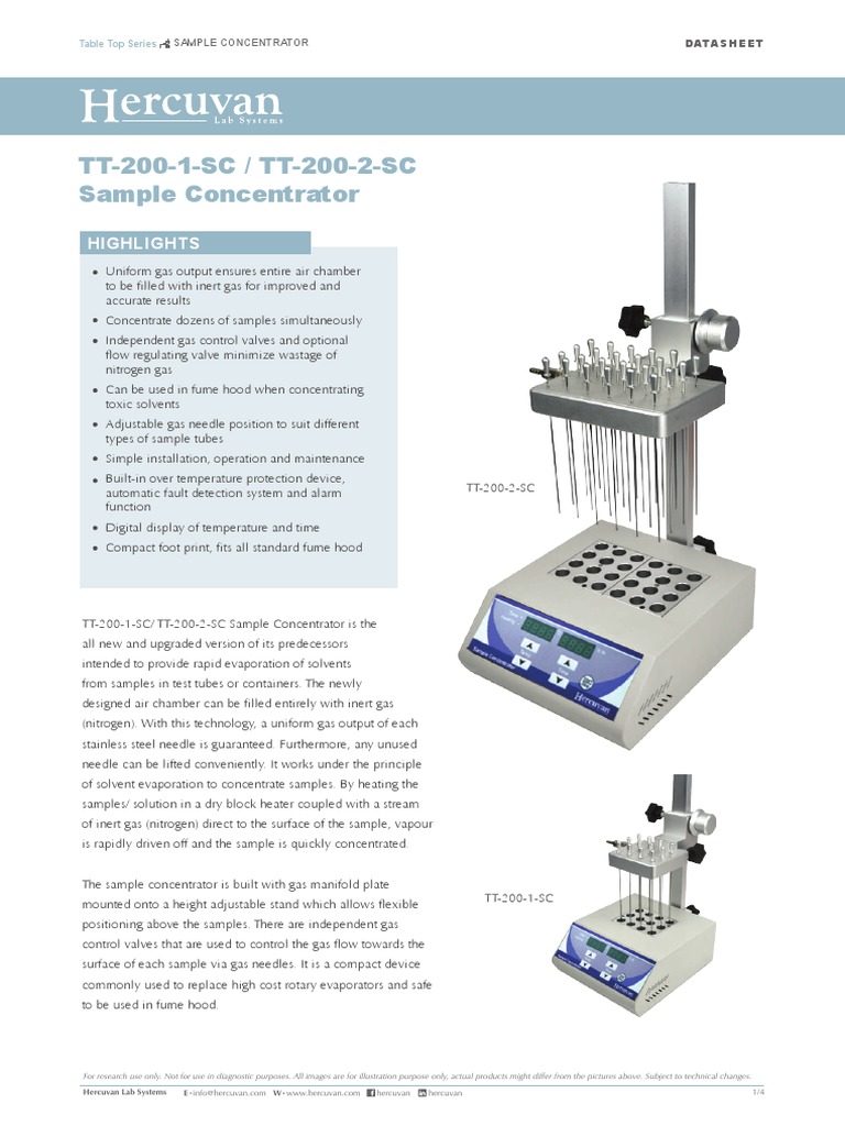 TT 200 1 SC TT 200 2 SC Sample Concentrator Datasheet | PDF | High ...