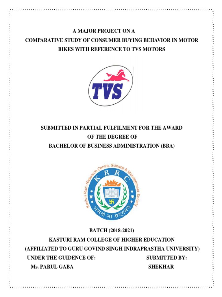 Major Project Report On TVS | Download Free PDF | Consumer Behaviour ...