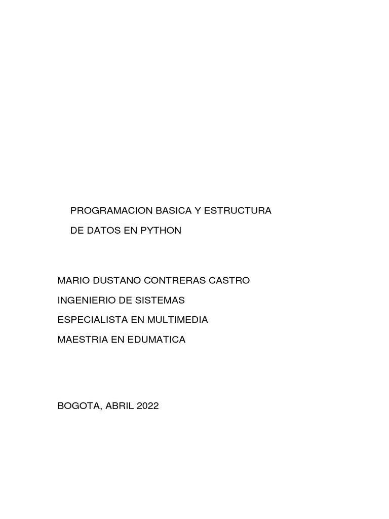 Programacion Basica Y Estructura De Datos En Python Pdf Lenguaje De Programación Python