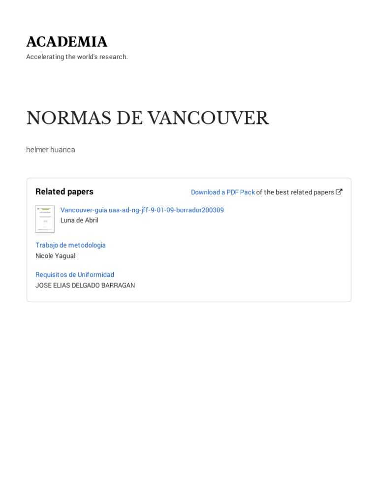 MeTODO VANCOUVER With Cover Page v2 | PDF | Experimentar | Estadísticas