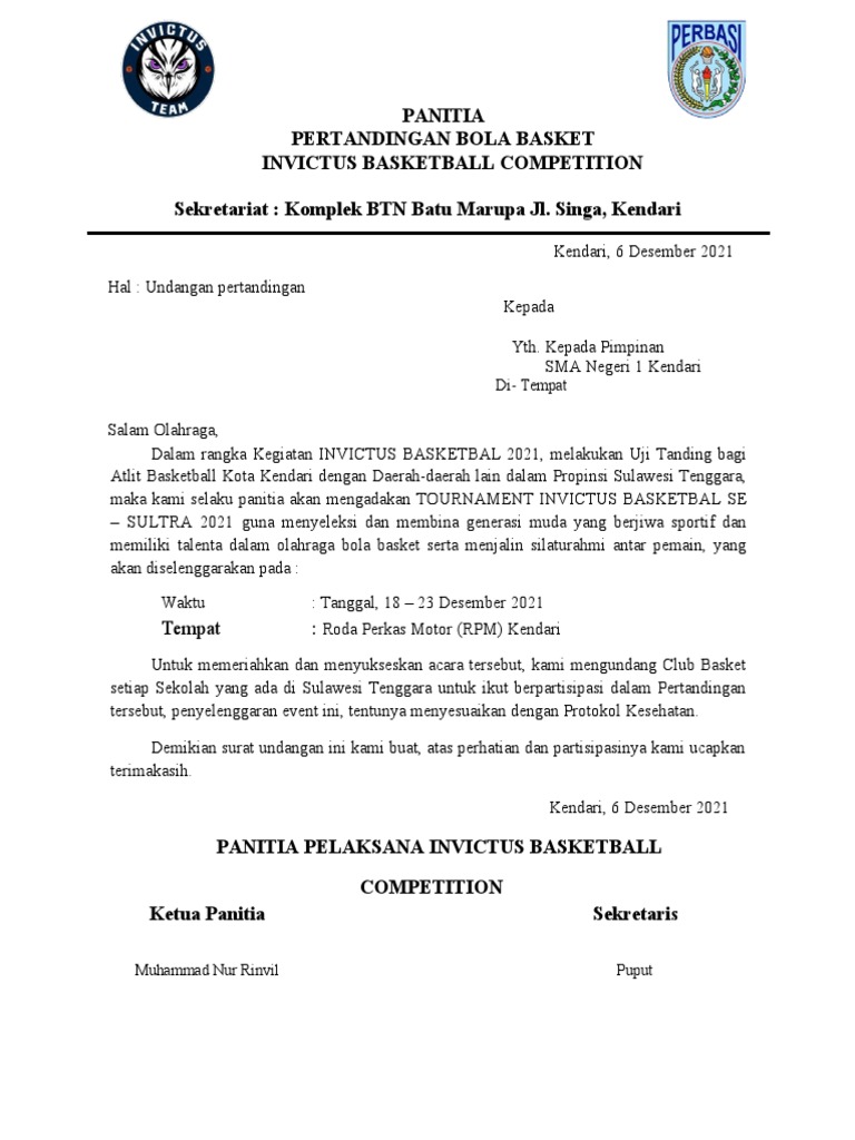 Undangan Pertandingan Basket | PDF