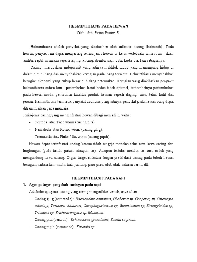 Helminthiasis pada Hewan Ternak | PDF | Teknologi & Rekayasa