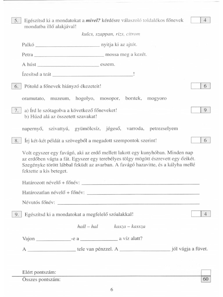 Nyelvtan 4.osztály | PDF