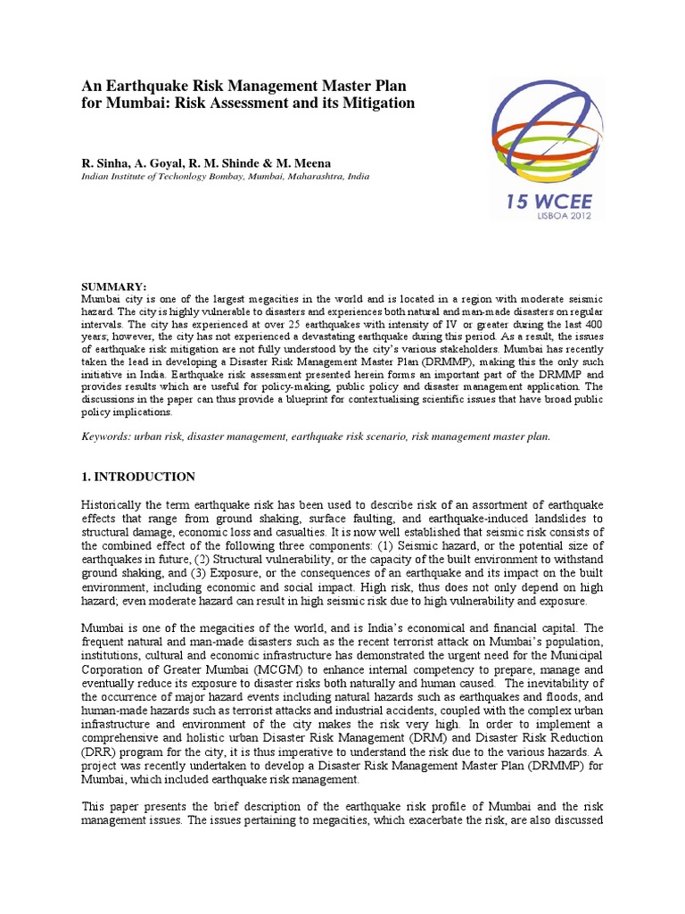 An Earthquake Risk Management Master Plan | PDF | Emergency Management ...