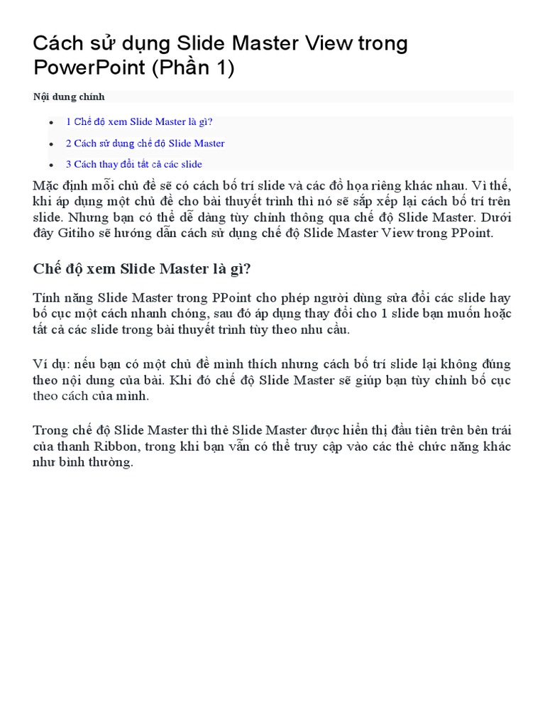 Cách S D NG Slide Master View Trong PowerPoint (P1) | PDF