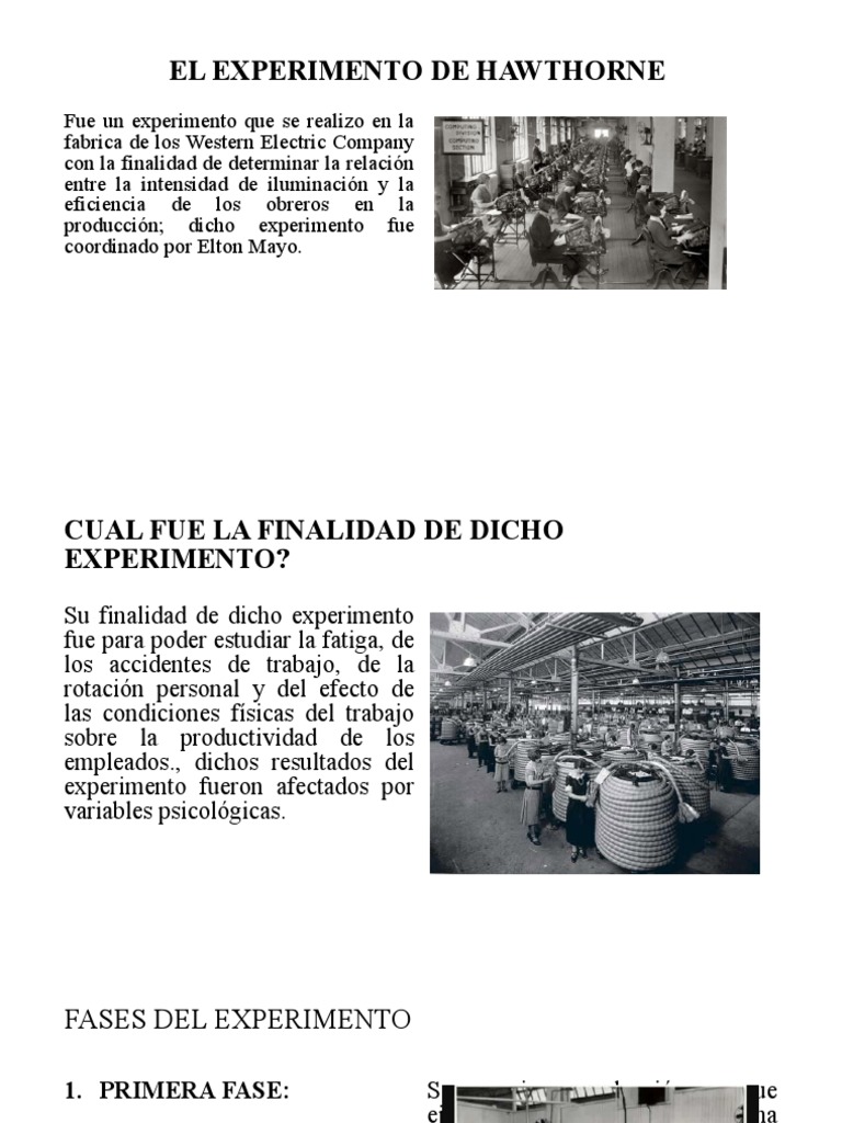 El Experimento de Hawthorne | PDF