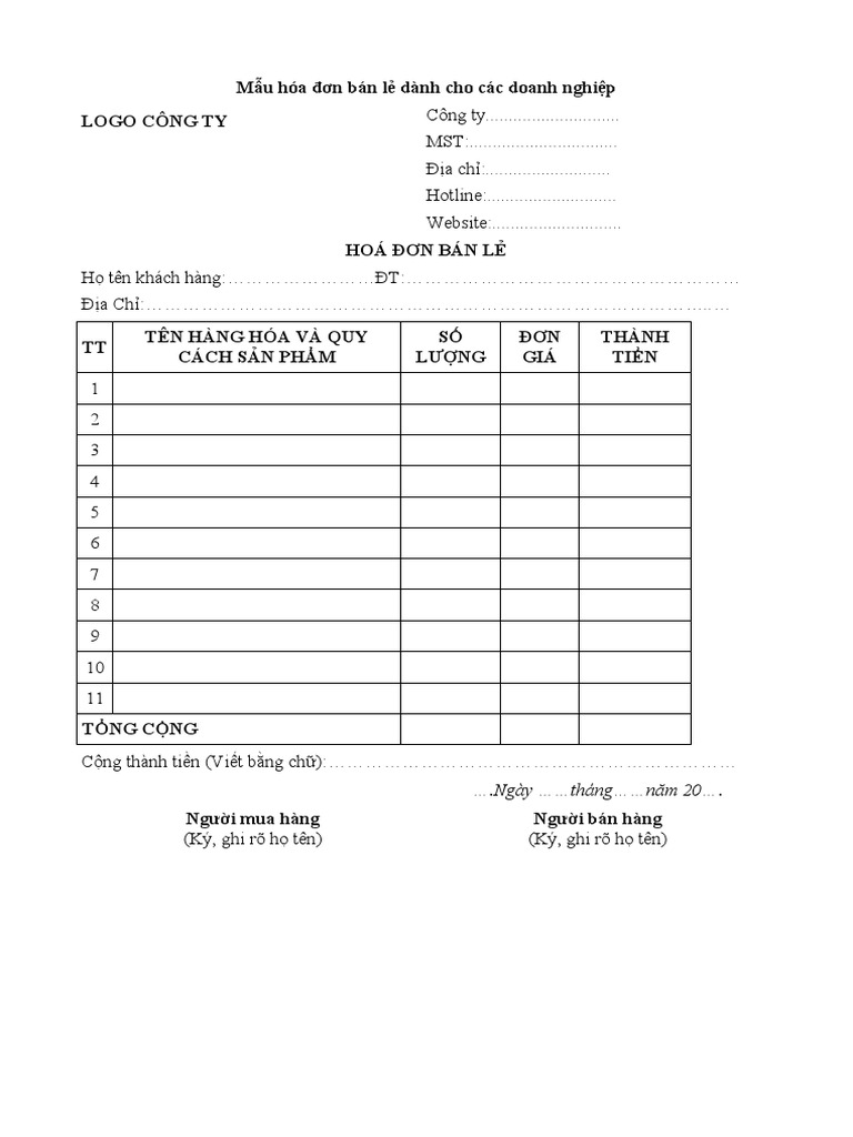 Hoa Don Ban Hang | PDF