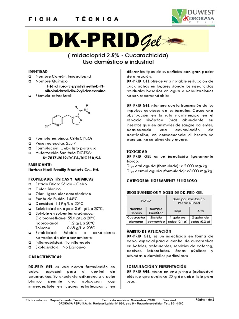 Ficha Tecnica DK PRID GEL | PDF | Agua | Alimentos
