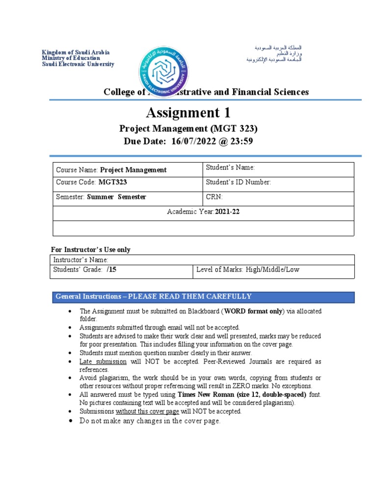 MGT323 Assignment 1 Summer 2021 22 | PDF | Strategic Management | Strategic Planning