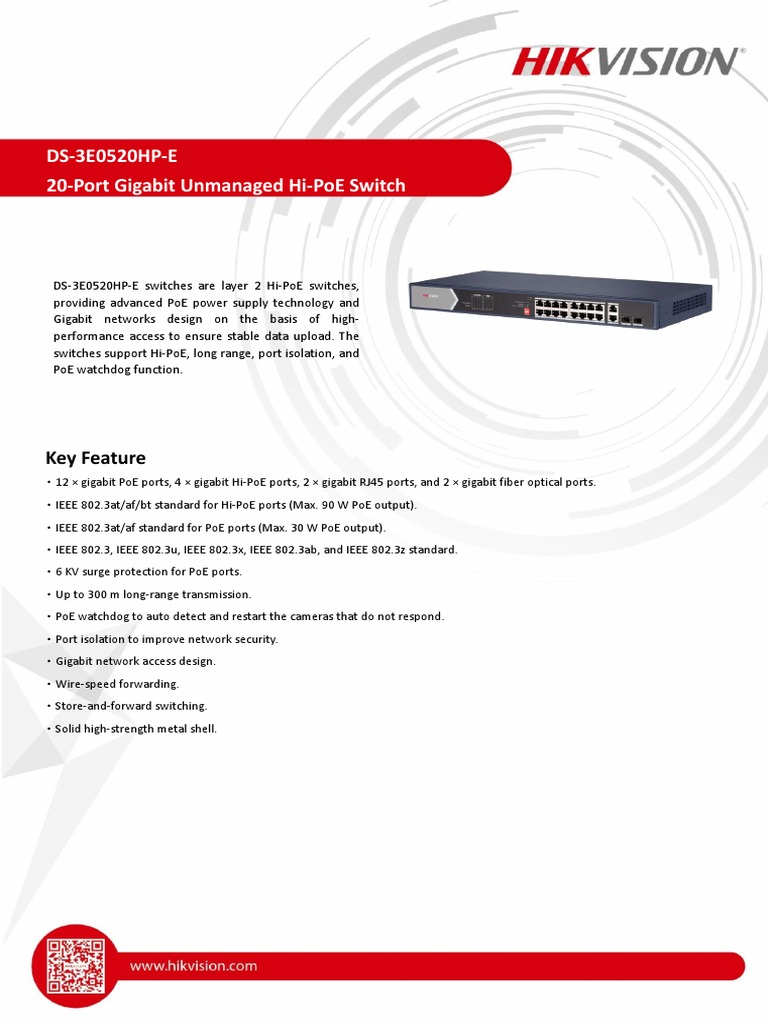 20-Port Gigabit Unmanaged Hi-PoE Switch with Long Range PoE | PDF | Network Switch | Computer ...