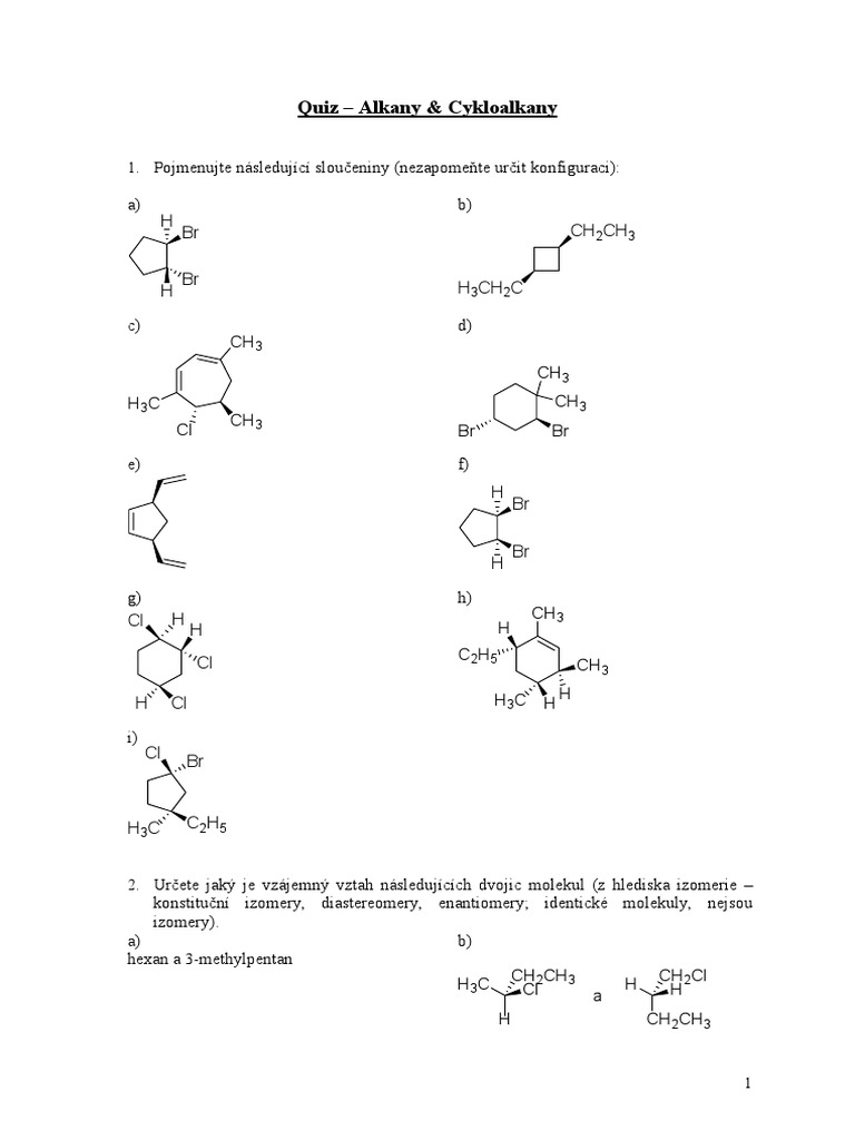 002 Quiz-Alkany&Cykloalkany V 2 0 | PDF
