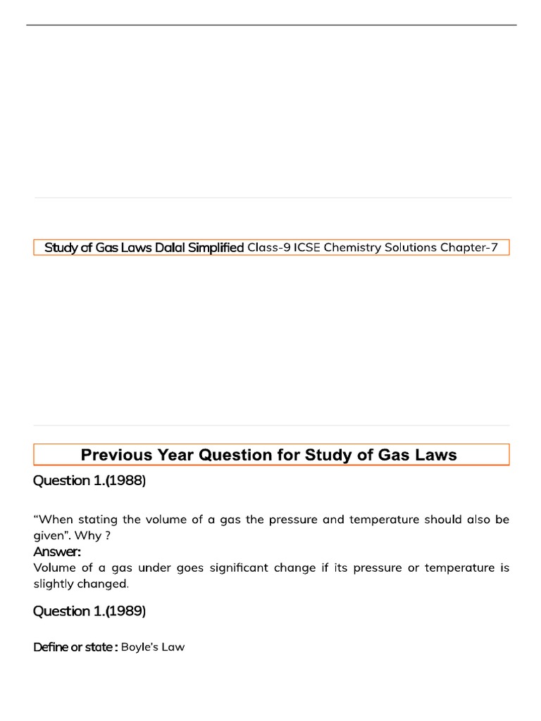 Chemistry Notes Study On Gas Laws | PDF