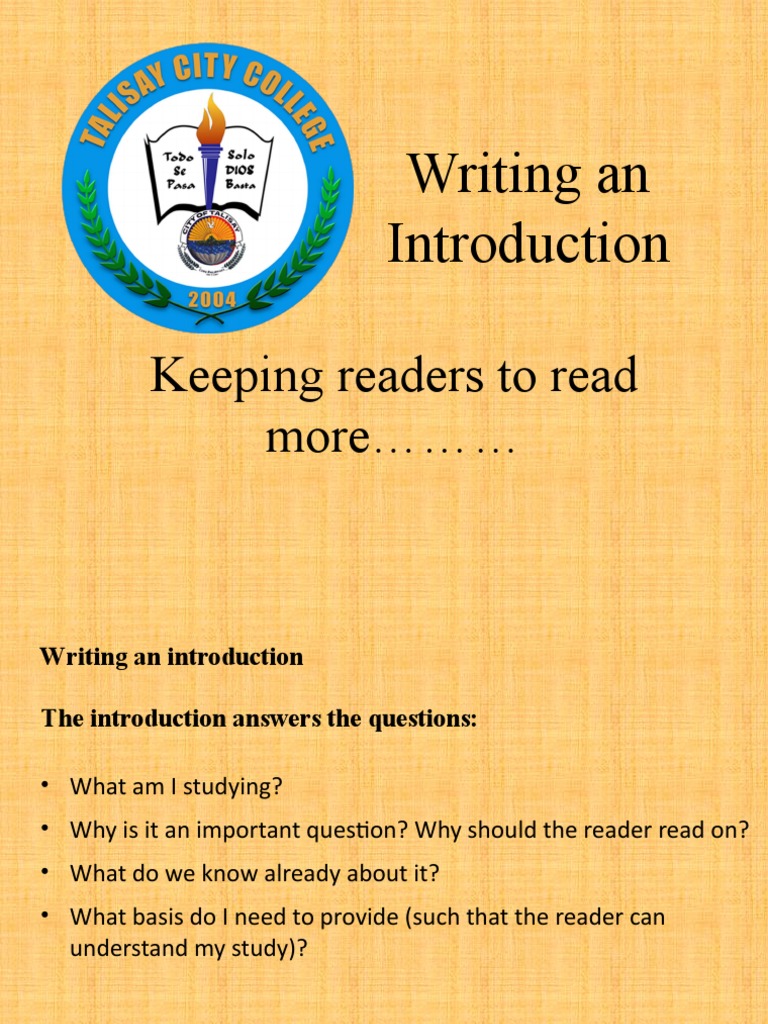 Writing An Introduction CM2 | PDF | Question | Science