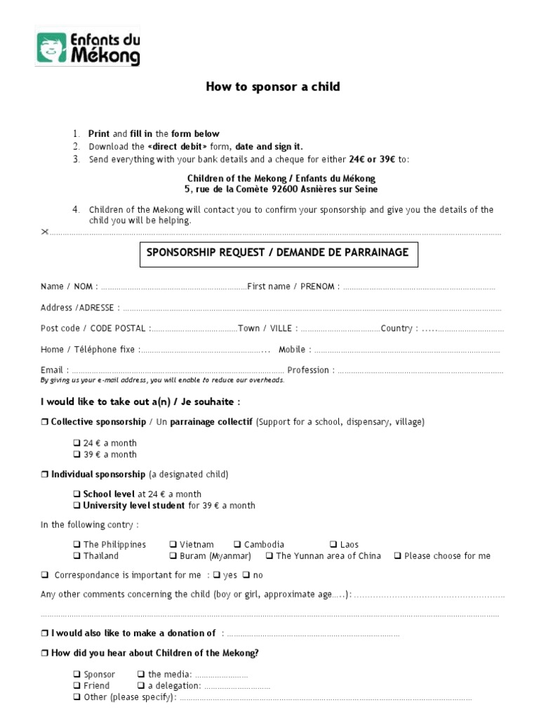 Child Sponsorship Process Guide | PDF | Communication | Financial Services