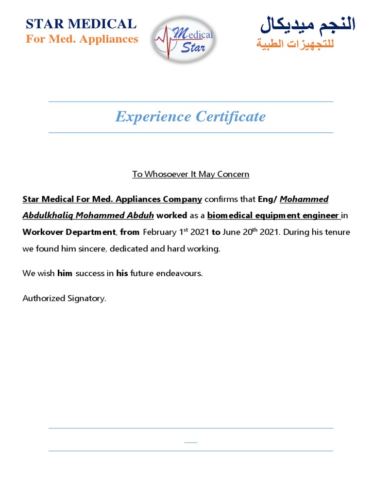 Experience Certificate AAA | PDF