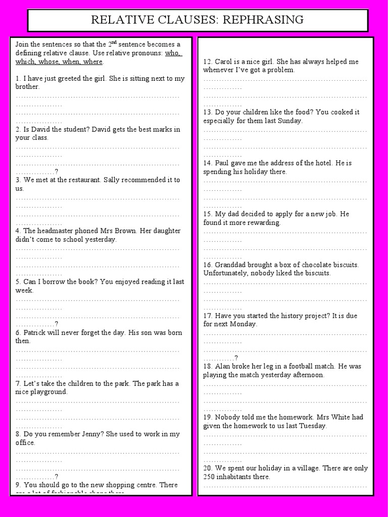Mastering Relative Clauses Exercises | PDF | Syntax | Linguistics