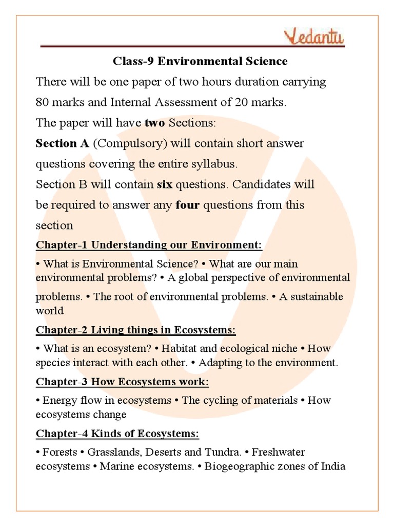 ICSE Class 9 Environmental Science Syllabus | PDF | Natural Environment | Ecosystem