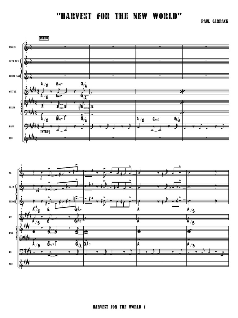 Harvest For The New World SCORE | PDF