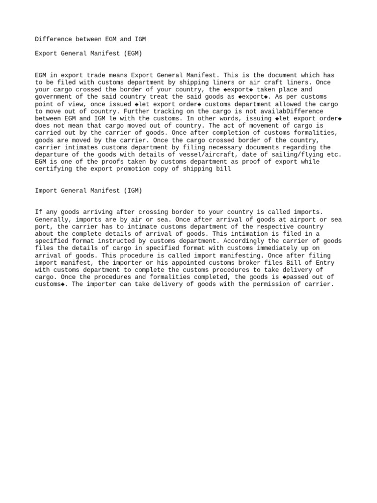 EGM vs IGM in Shipping Explained | PDF