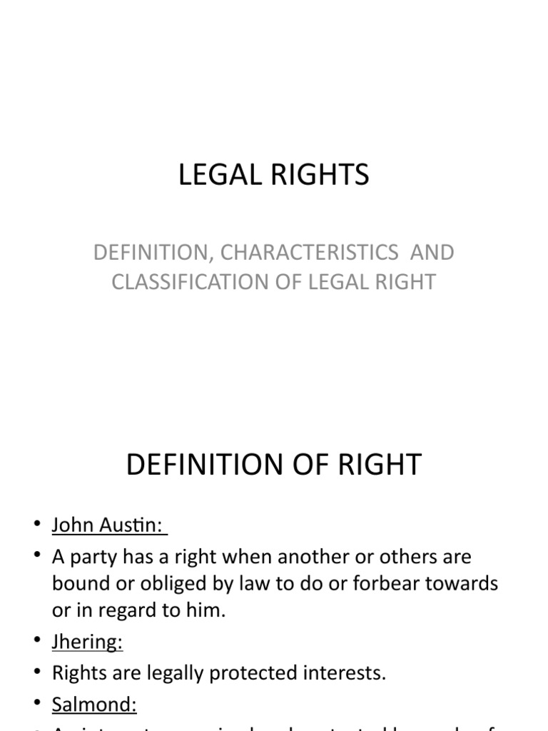 Legal Rights Defined | PDF | In Rem Jurisdiction | Equity (Law)