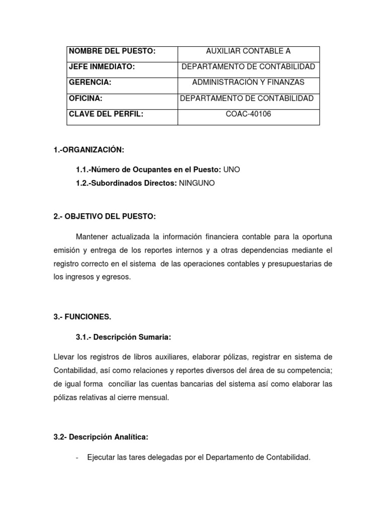 Auxiliar Contable: Funciones y Requisitos | PDF | Contabilidad | Bancos