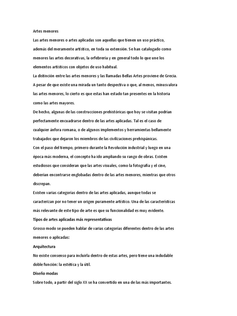 Artes Menores y Bellas Artes | PDF | Artes Decorativas | Bailes