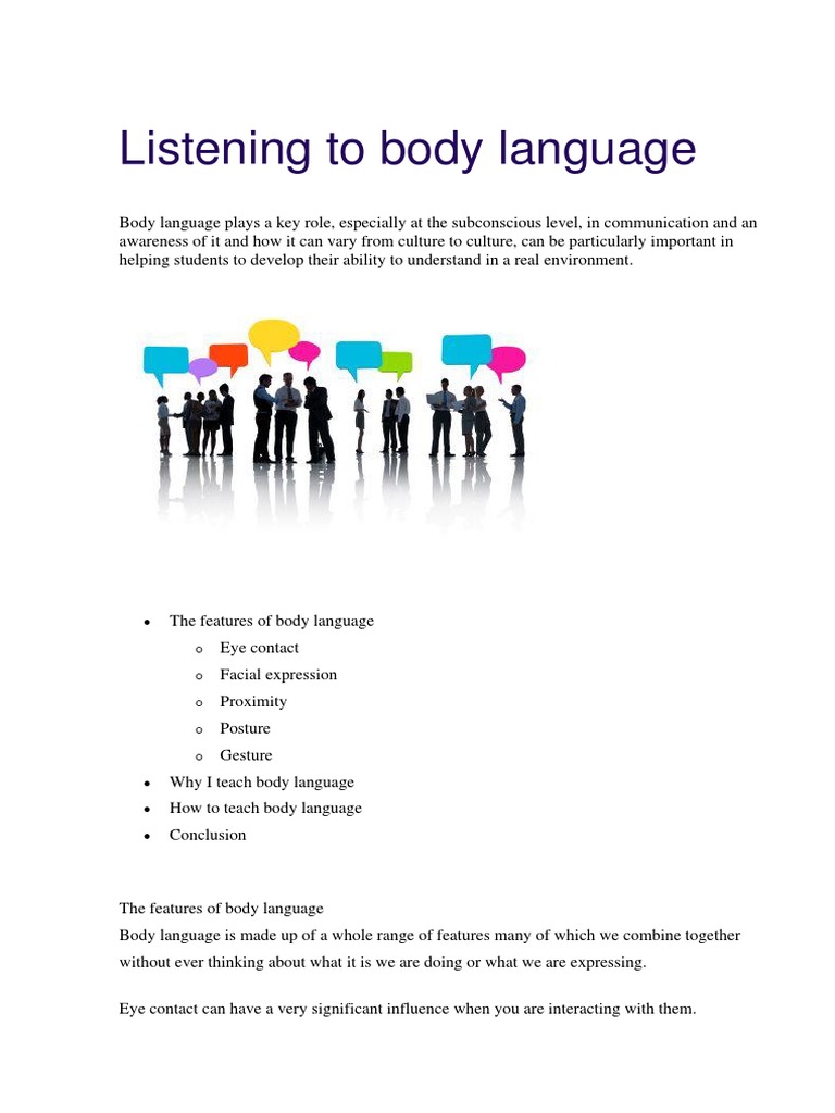 Listening To Body Language | PDF | Body Language | Communication