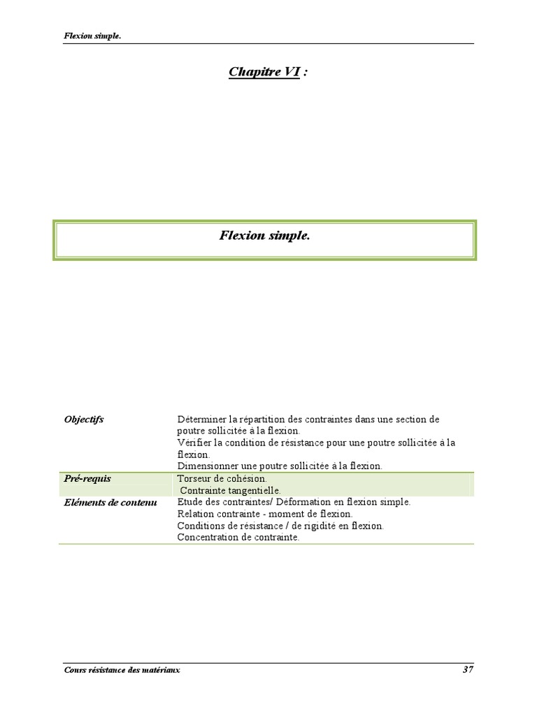 Chapitre 6 Flexion Simple | PDF | Flexion (matériau) | Résistance des ...
