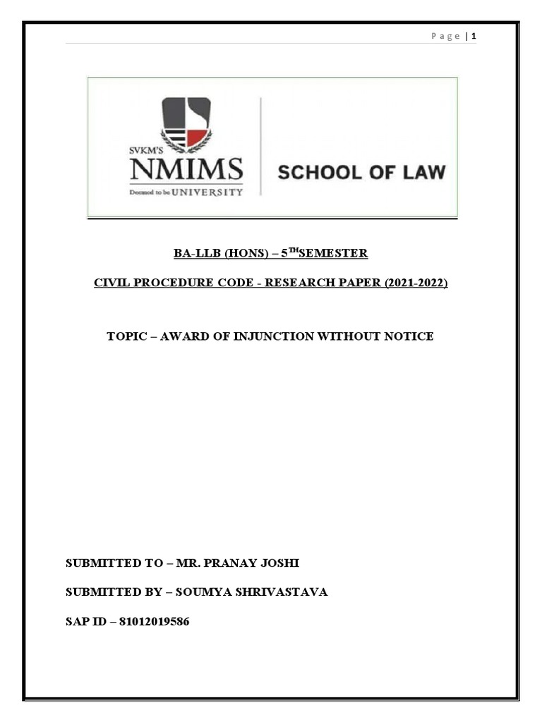 Soumya CPC | PDF | Injunction | Legal Remedy