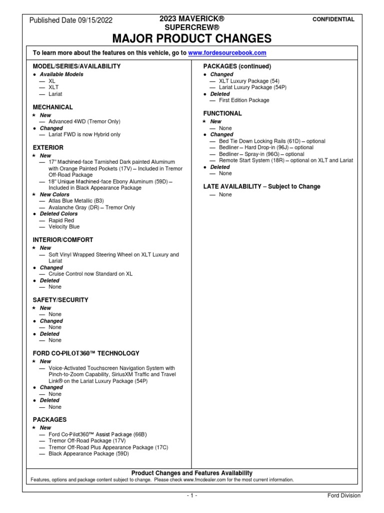 2023 Maverick Order Guide - Dealer | PDF | Four Wheel Drive | Pickup Truck