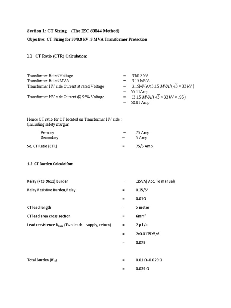 Revise CT Calculation | PDF | Transformer | Electrical Components