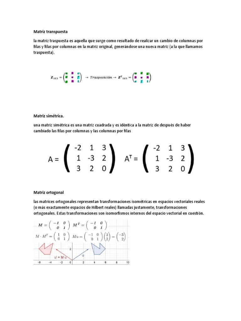 Matriz Transpuesta | PDF