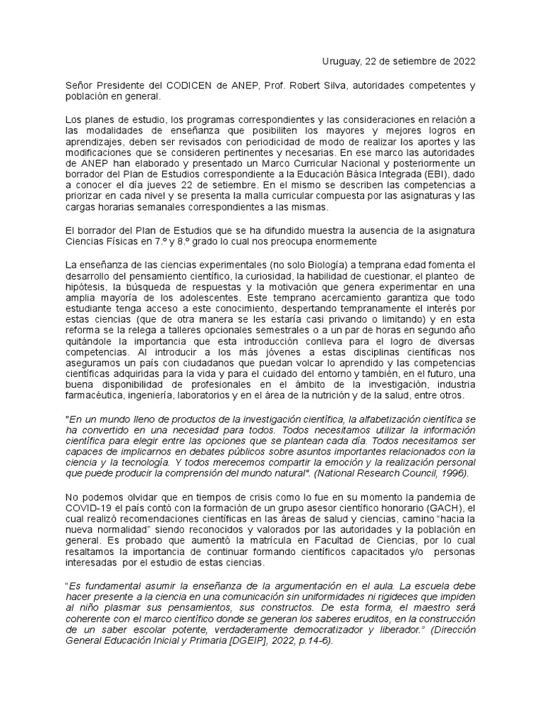 Nota de Disconformidad. Física y Química. | PDF | Plan de estudios ...