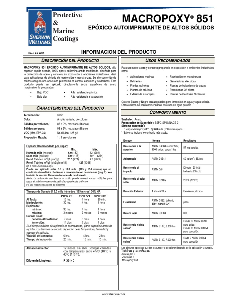 Macropoxy 851 | PDF | Hormigón | Pintar