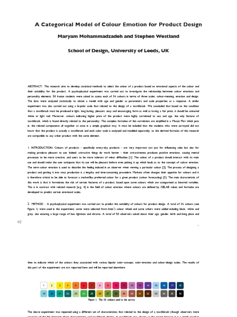 Categorical Model of Colour Emotion | PDF | Logistic Regression ...