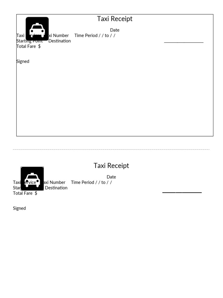 Taxi Receipt Template 04 | PDF
