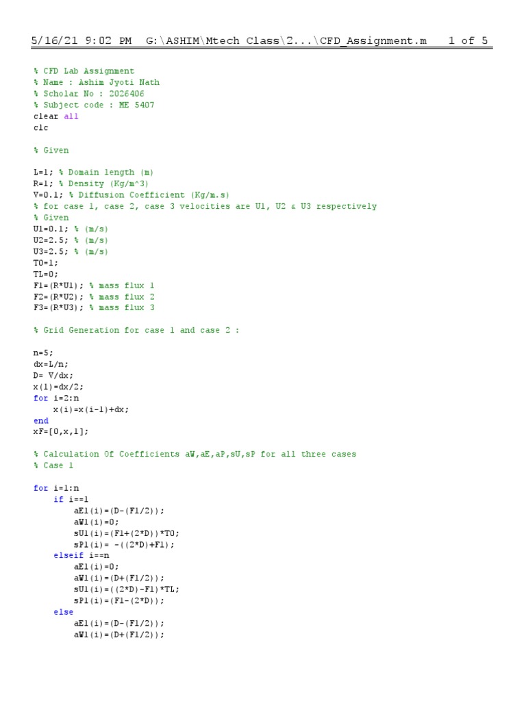 CFD Assignment | PDF | Quantity | Physical Quantities