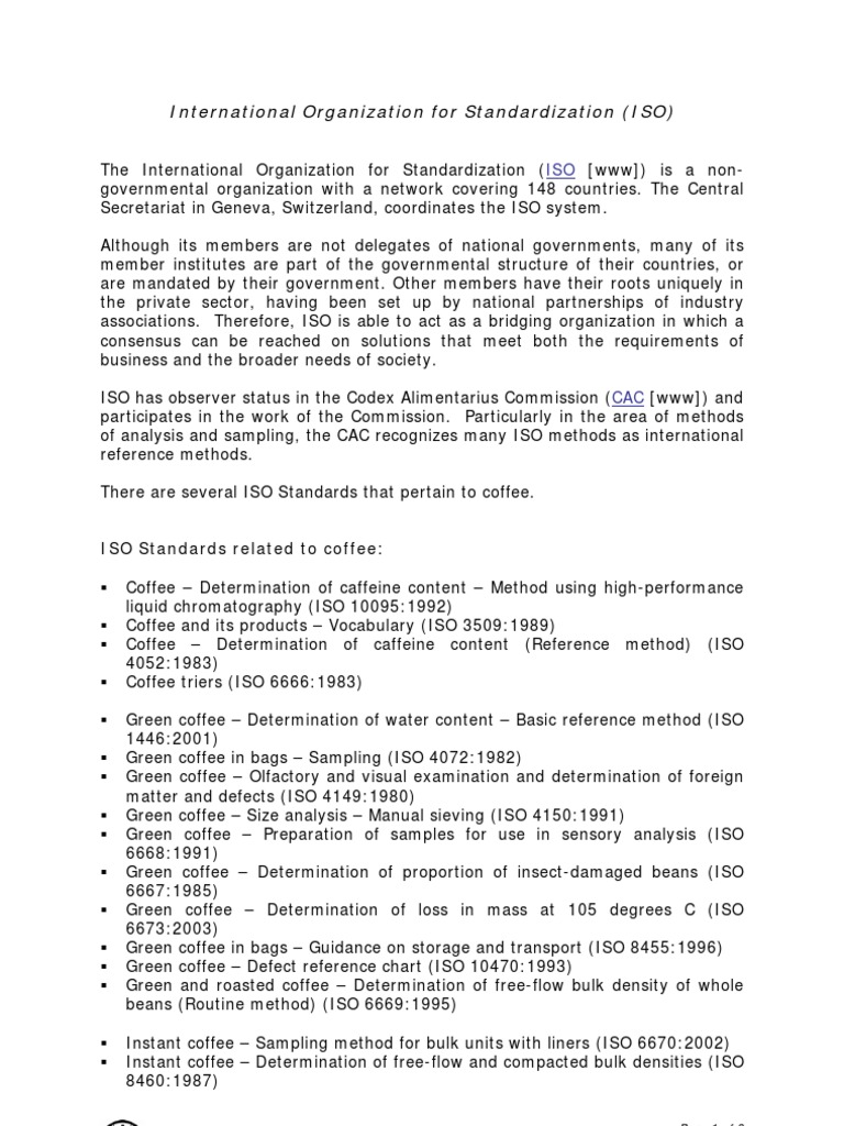 Iso Standards Coffee | PDF | Coffee | International Organization For ...