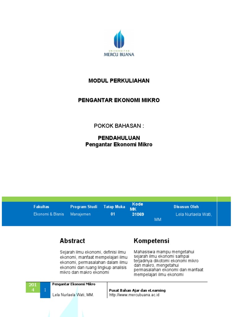 Modul Pengantar Ekonomi Mikro (TM1) | PDF