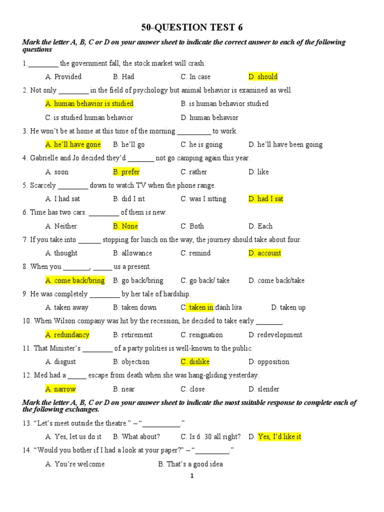 50 Quetion Test 6 Pdf Smog Suburb