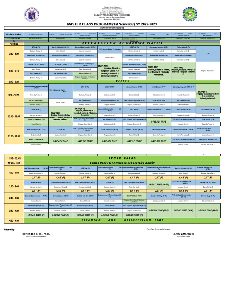 Master Program JHS SY 2022 2023 | PDF