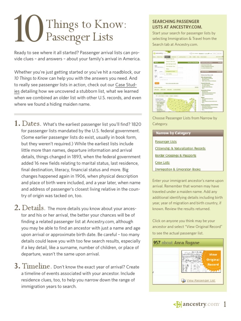 10 Tips for Searching Passenger Lists | PDF | Immigration | Passport