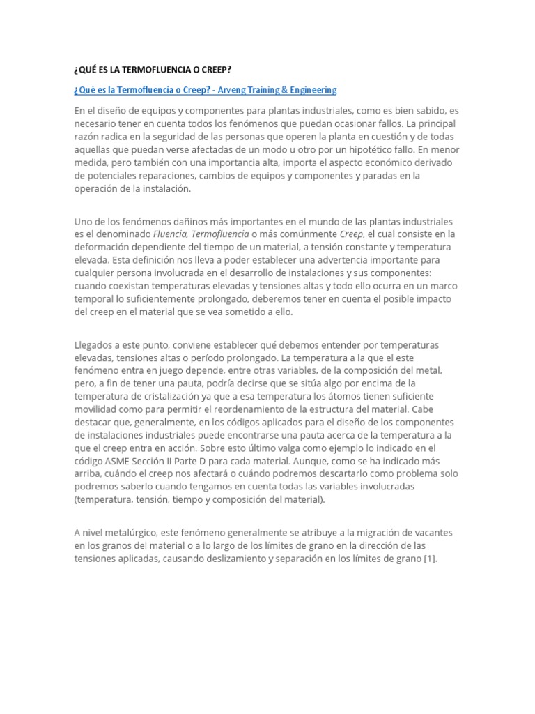 Definición de Creep y Termofluencia | PDF | Fluencia (deformación ...