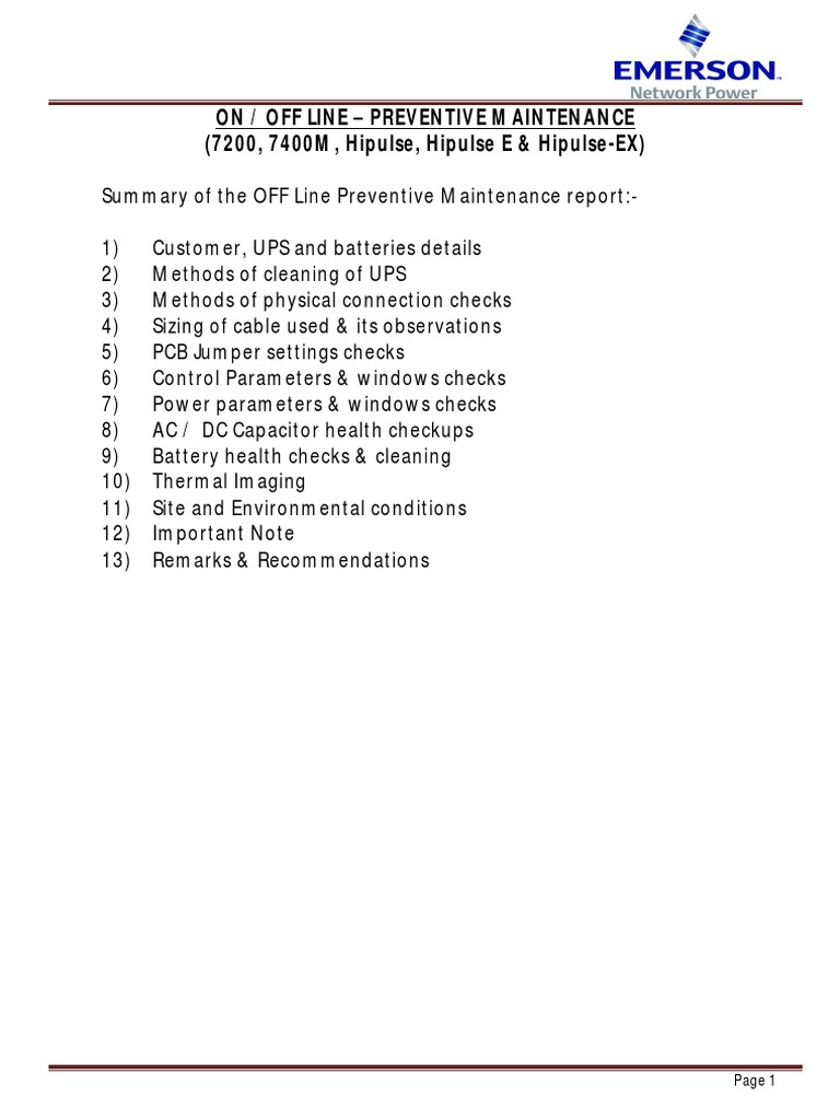 UPS PM Checklist - Hipulse | PDF | Capacitor | Power Inverter